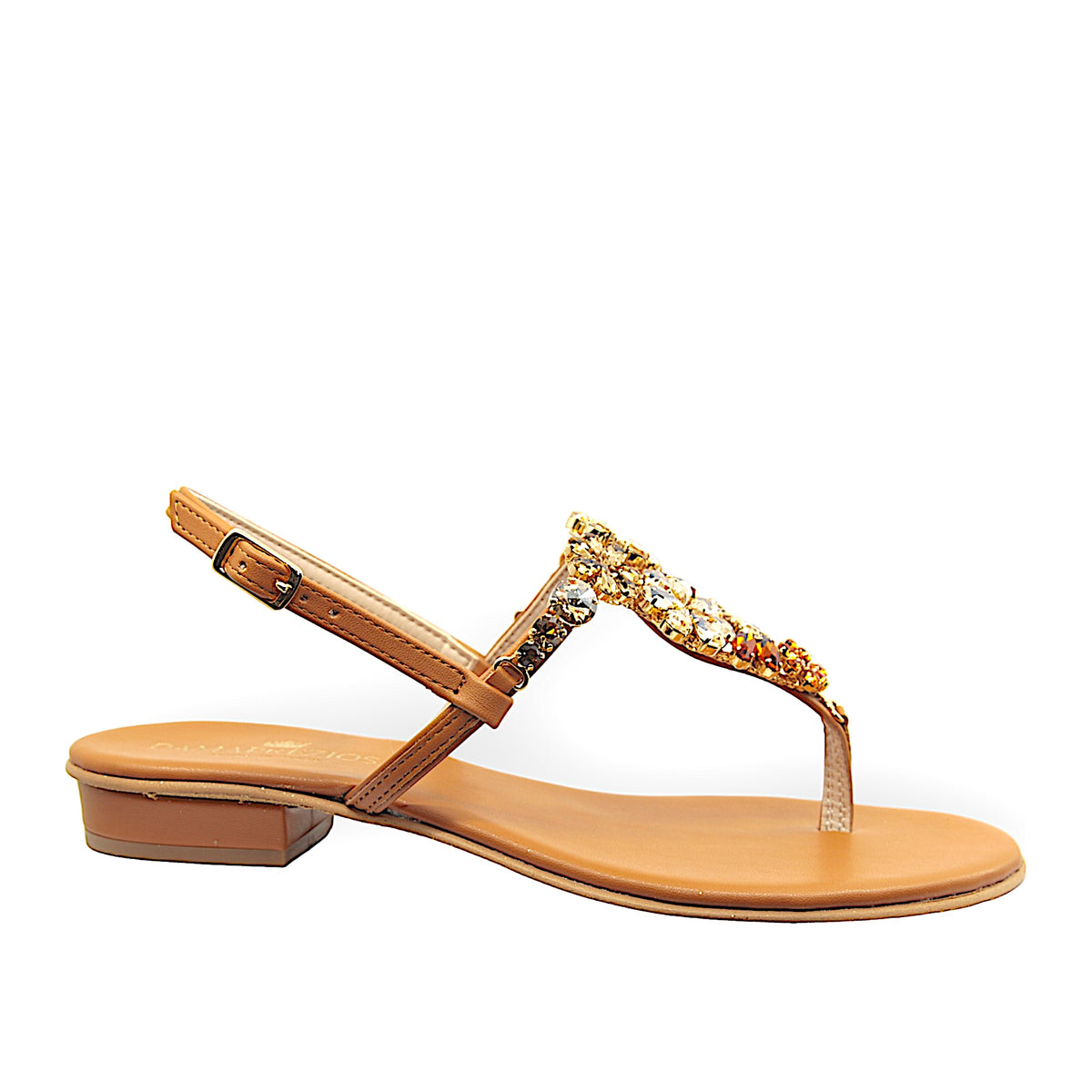 Gilda light brown Sandals With Crystals – Damapreziosa